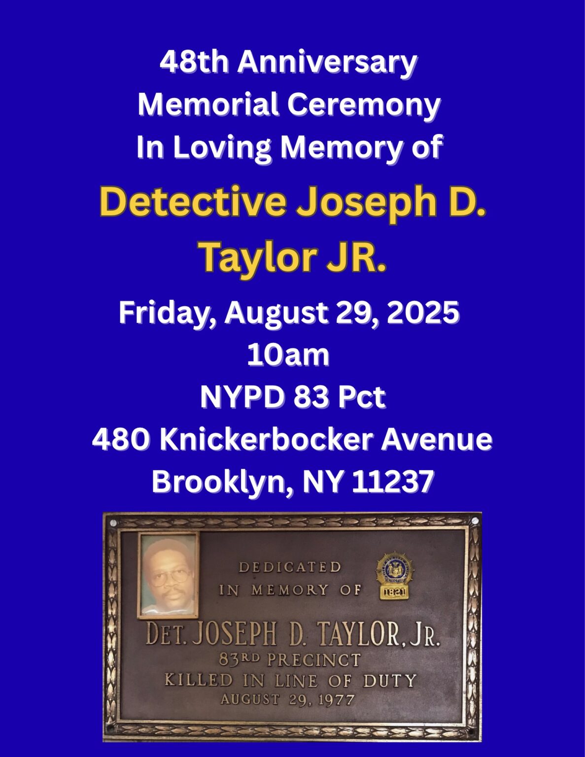 48th Memorial for Det. Joseph D. Taylor – The Detectives’ Endowment ...