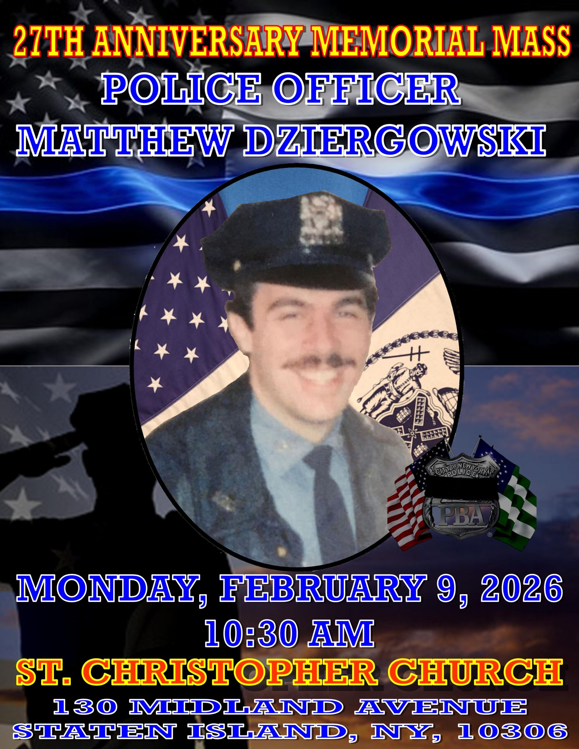 27th Anniversary Memorial Mass fo PO Matthew Dziergowski – The ...
